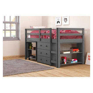 Twin Low Loft Includes Desk, Chest & Bookcase - Contemporary - Area ...