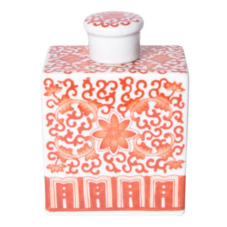 Handmade Coral Red Twisted Lotus Jar, Mini - Asian - Decorative Jars ...