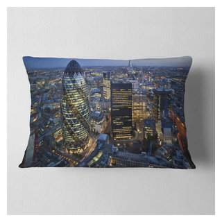 London Skyline at Sunset Cityscape Throw Pillow, 12"x20" - Contemporary ...