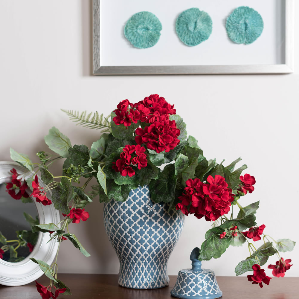 22" Geranium Hanging Bush-Red - Traditional - Artificial Flower ...