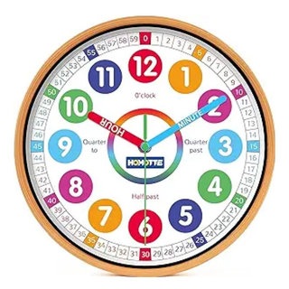 Kids Wall Clock for Bedroom, 10" Round Multi-Colored Learning Clock ...