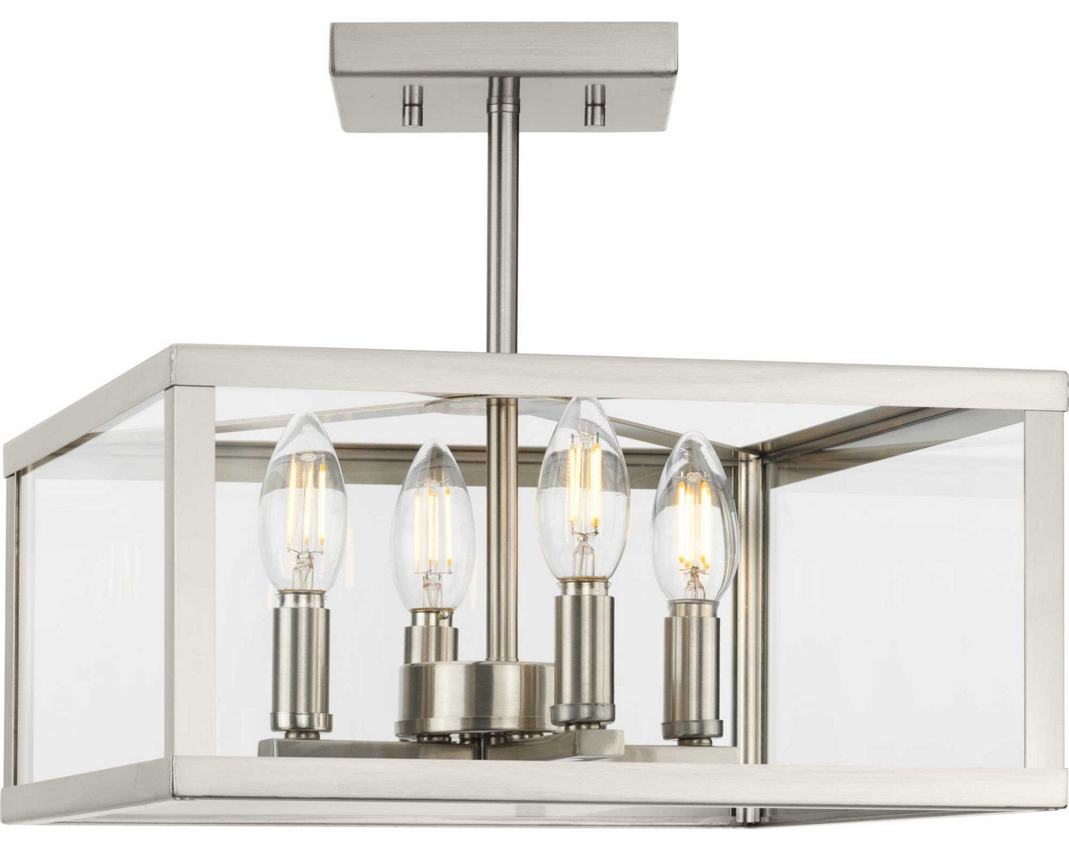 Hillcrest Four Light Semi-Flush Mount in Brushed Nickel - Transitional ...