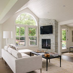Pickled White Washed Paneling in Bright Sunroom - Beach Style - Sunroom ...