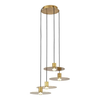 Eaves Ceiling Chandelier, 4-Light, LED, Natural Brass, 15.8"W ...