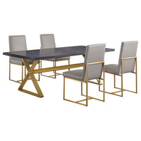 Conway 5-piece Rectangular Dining Set Dark Walnut and Aged Gold ...