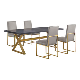Conway 5-piece Rectangular Dining Set Dark Walnut and Aged Gold ...