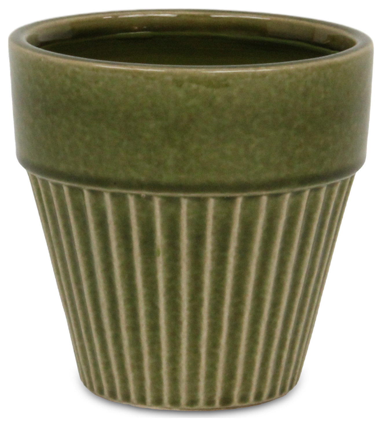 Olive Green Ceramic Pot - Large - Contemporary - Indoor Pots And ...
