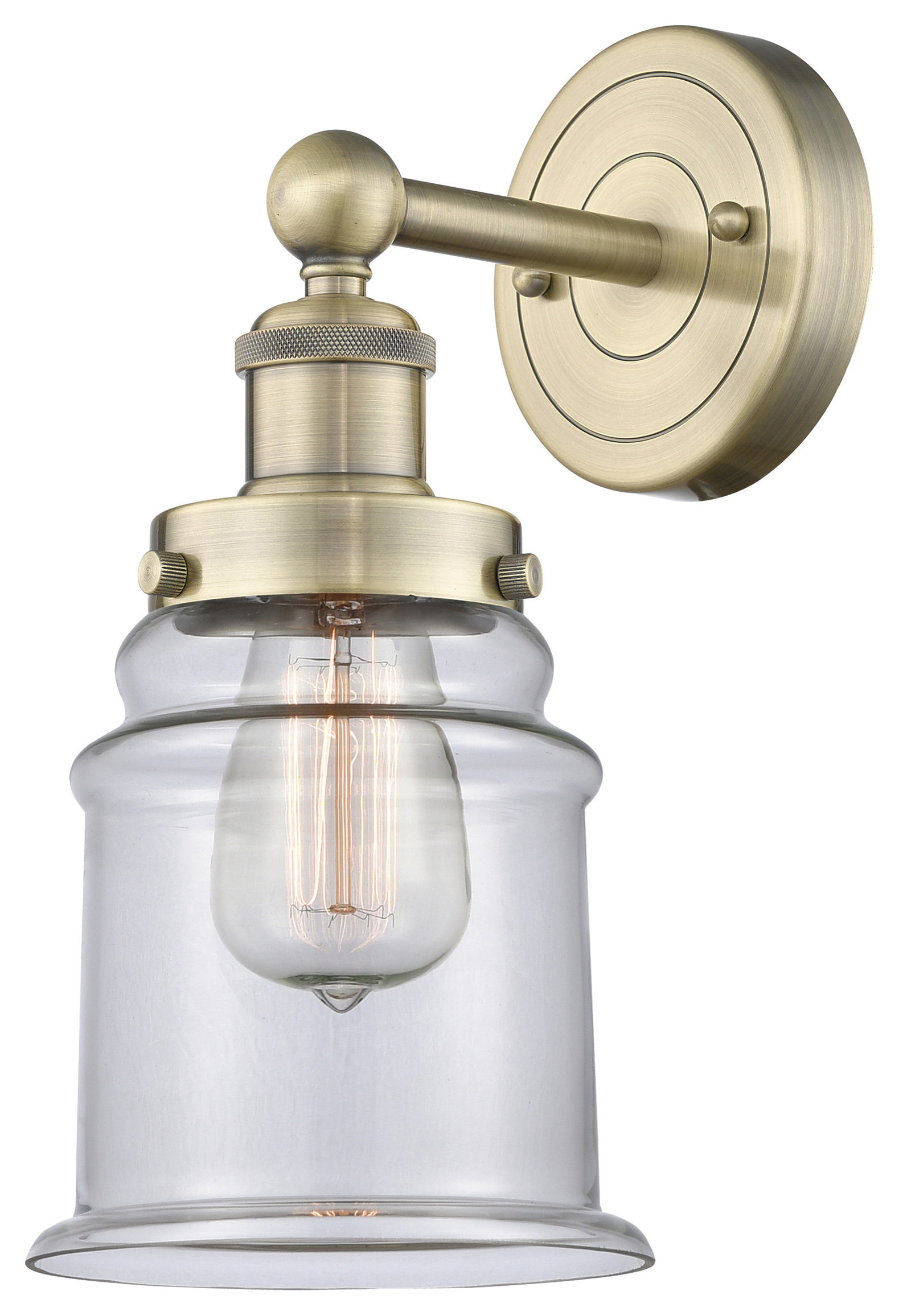 Canton 1-Light 6" Sconce, Antique Brass Finish - Industrial - Wall ...