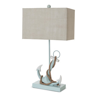 Anchor 28" Distressed Blue Polyresin Coastal Table Lamp, Set of 2 ...