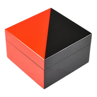 Lacquer Small Square Box, Red and Black - Contemporary - Decorative ...