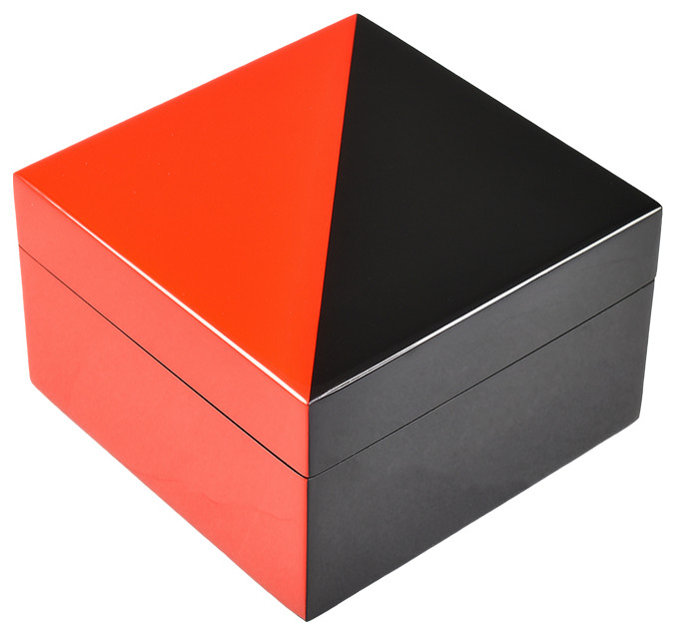 Lacquer Small Square Box, Red and Black - Contemporary - Decorative ...