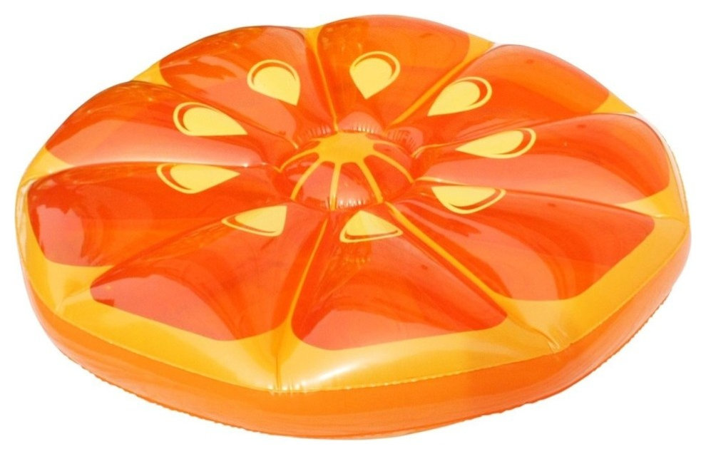 49" Inflatable Orange Fruit Slice Swimming Pool Island Lounger Raft ...