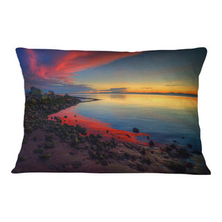 Blasts of Color at the Sunset Seashore Throw Pillow, 12"x20" - Beach ...