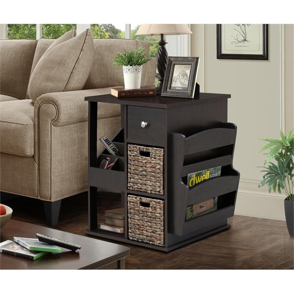 Gallerie Decor All-In-One Transitional Wood Revolving Side Table in ...