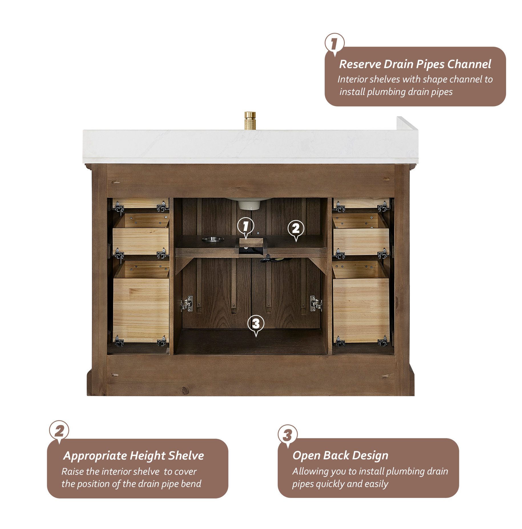 Tokyo Bath Vanity, Quartz Top No Mirror, 48" - Transitional - Bathroom ...