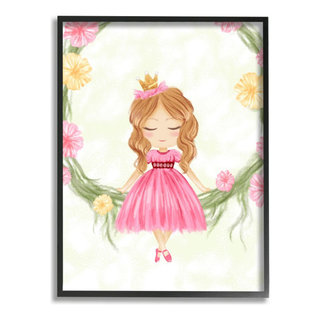 Glam Girly Princess with Crown Soft Pink Floral , 1-Piece, 16x20, 24 x ...