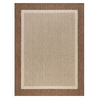 Dania Transitional Solid Border Indoor/Outdoor Area Rug, 5'x7 ...