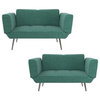 Home Square 2 Piece Upholstered Futon Set with Magazine Storage in Teal ...
