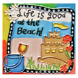 4x4" Life Is Good Beach Ceramic Art Tile Drink Holder Coaster - Beach ...