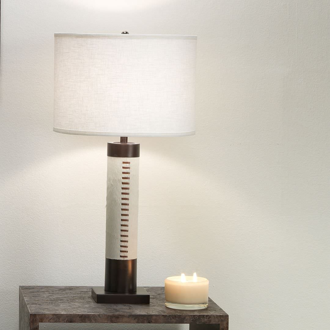 Contemporary White Hair on Hide Table Lamp 32 in Oil Rubbed Bronze ...