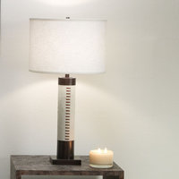 Contemporary White Hair on Hide Table Lamp 32 in Oil Rubbed Bronze ...
