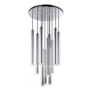 Reign LED Multi-Light Pendant, 12-Light, Chrome, 23.63"W (C78312CH ...