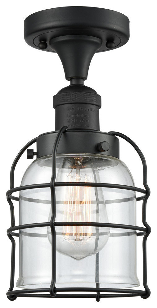 Small Bell Cage 1-Light Semi-Flush Mount - Industrial - Flush-mount ...