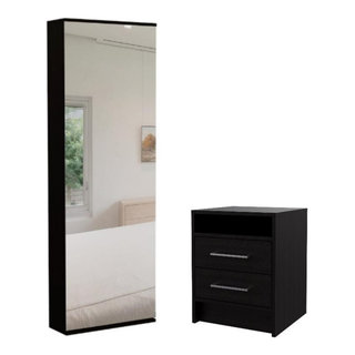 Home Square 2-Piece Set with Shoe Rack with Mirror and Nightstand ...