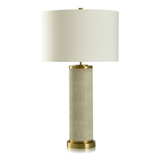 Dann Foley Table Lamp Tan Shagreen Pattern And Polished Brass Off-White ...