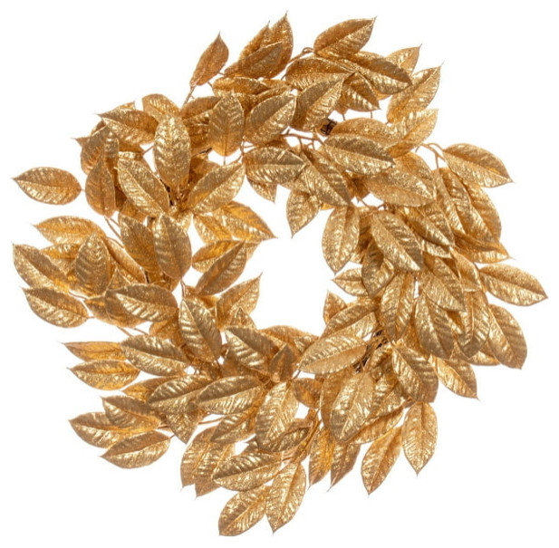 Vickerman FK221624 24" Gold Artificial Gardenia Glitter Wreath ...