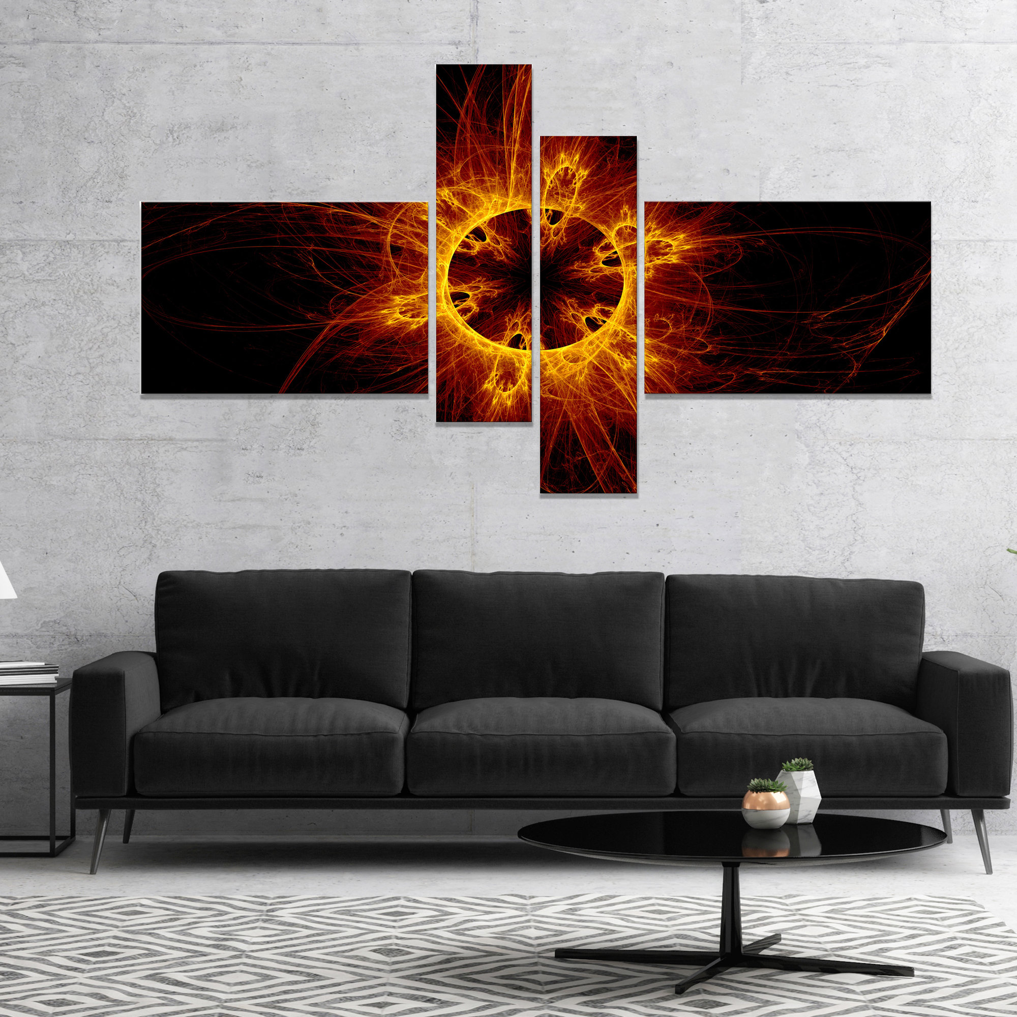 Solar Eclipse Digital Illustration, Multipanel Abstract Wall Art Canvas ...