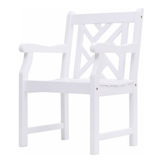 White Patio Armchair With Diagonal Design - Beach Style - Outdoor ...