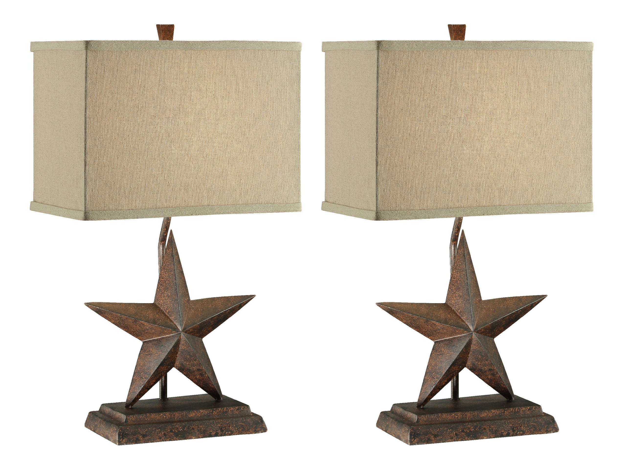 Star Table Lamp 23" H Resin Rustic Metal Finish, Set of 2 ...