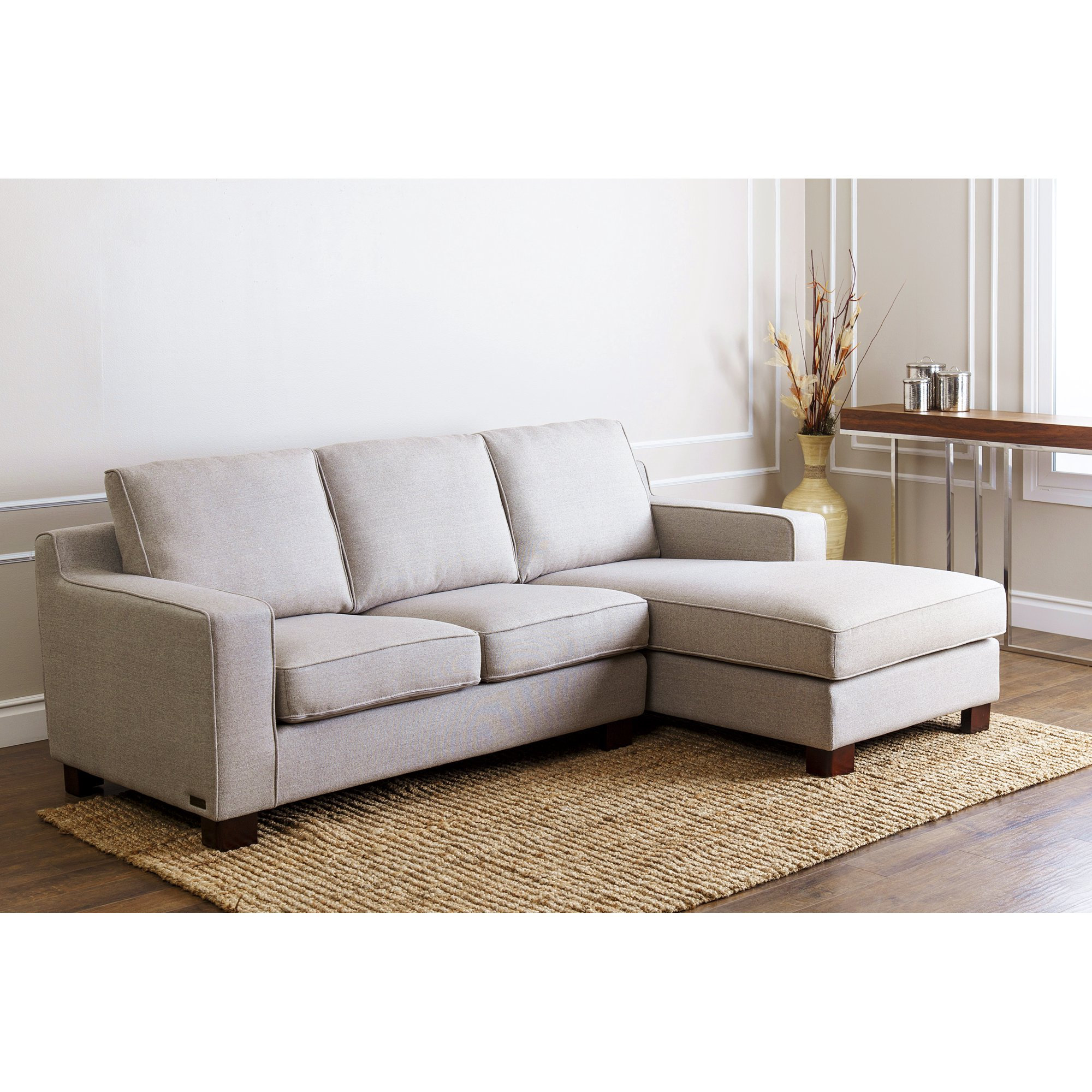 Modern Sectional Sofa, Hardwood Frame & Polyester Seat With Square Arms ...
