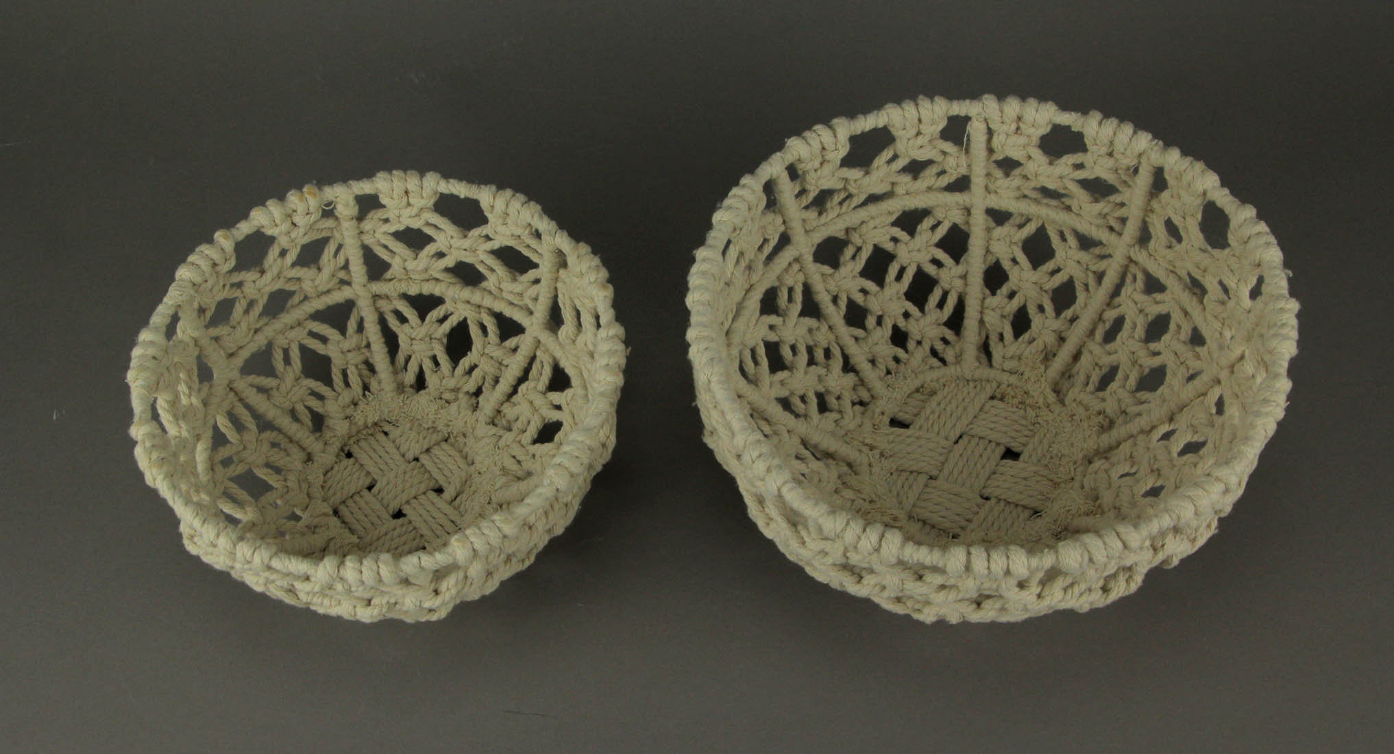 Off-White Handwoven Macrame Decorative Bowls Set of 2, One Size - Beach ...
