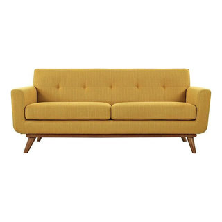 Griffon Upholstered Fabric Loveseat, Citrus - Midcentury - Loveseats ...