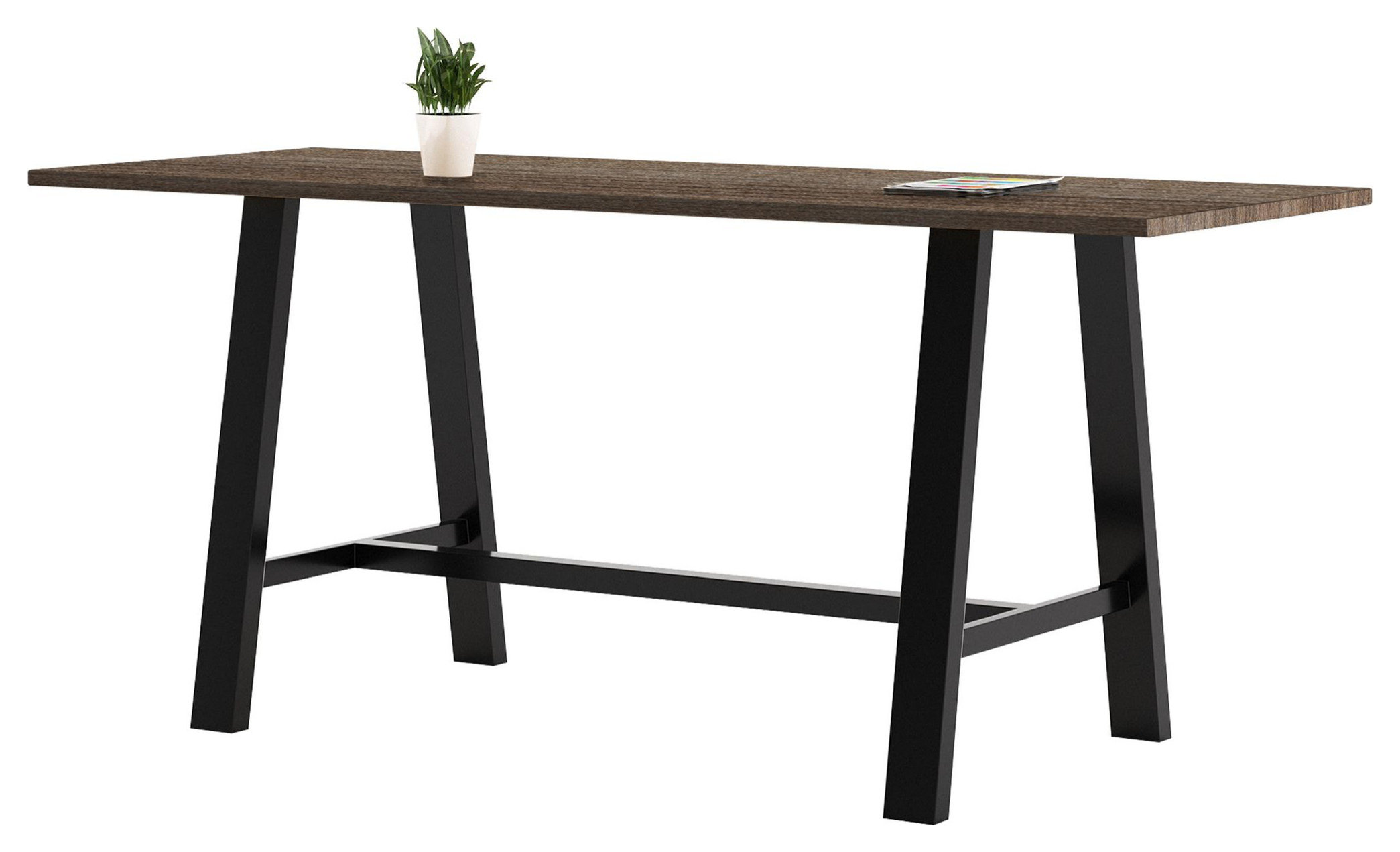 KFI Midtown 3 x 7 FT Conference Table - Studio Teak - Bistro Height ...