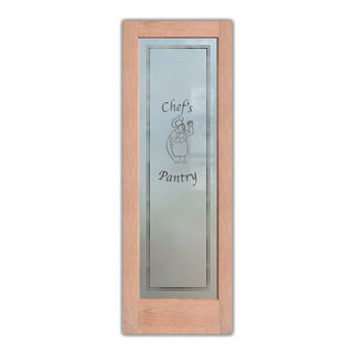 Pantry Doors - Happy Chef Frosted Glass Design - 24" x 80" - CUSTOMIZE ...
