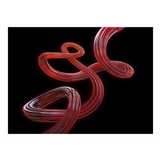 Flexible Caramel Line on Black, Abstract Canvas Art Print, 40"x30 ...