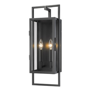 Lucian Two Light Outdoor Wall Sconce, Black - Transitional - Outdoor ...