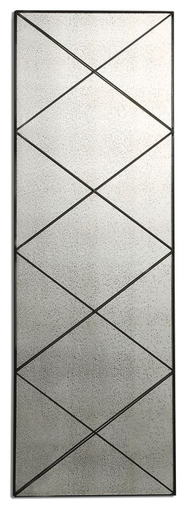 Antique Rectangular Mirror in Dark Bronze Finish Welded Diagonal Metal ...