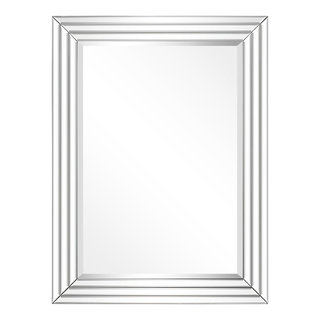 Beveled Multi Faceted Rectangle Wall Mirror, 2" Beveled Center, Wood ...