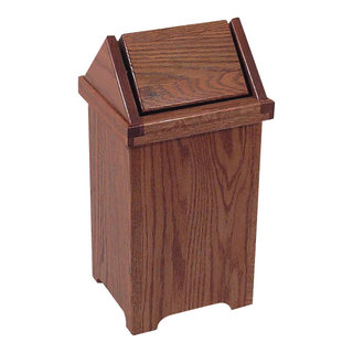 Amish Made Oak Flip-Top Trash Can, Regular - Traditional - Trash Cans ...