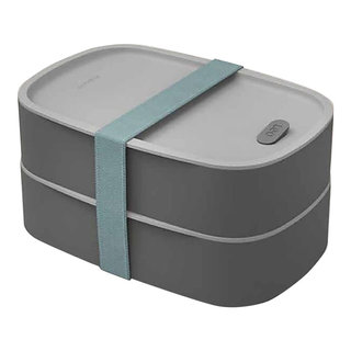 Leo 3pc Dual Bento Box Set /Strap, Gray & Mint - Contemporary - Lunch ...