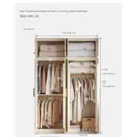 Solid Wood small Wardrobe, White Four-Door Wardrobe With Legs 61.4x19 ...