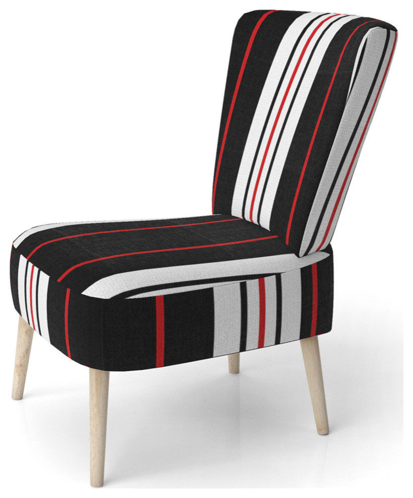Black and White Striped Pattern Chair - Midcentury - Armchairs And ...