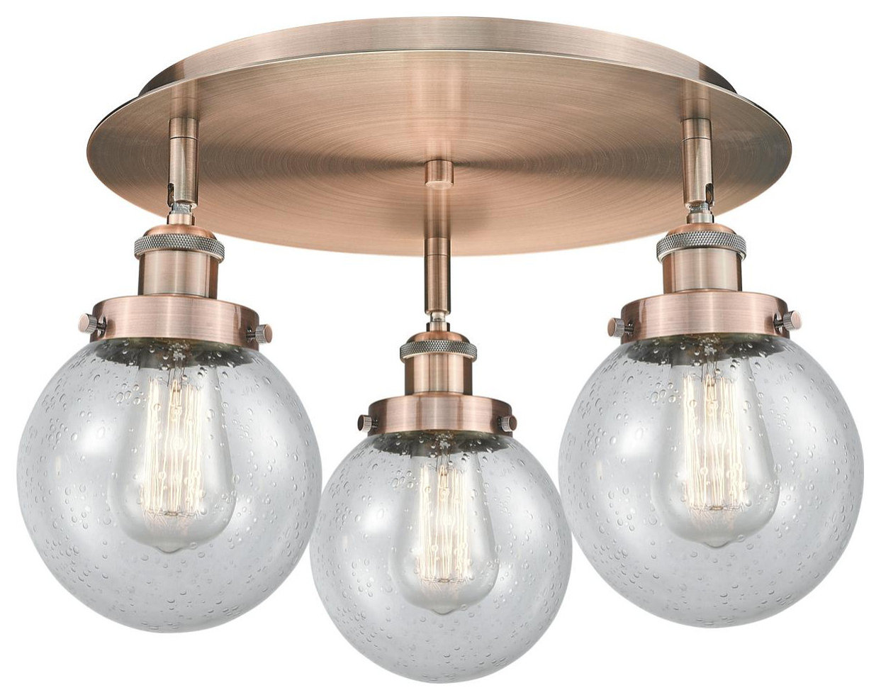 Beacon 3 Light Flush Mount, Antique Copper, Seedy - Industrial - Flush ...