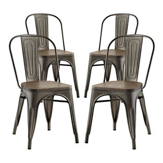 Modern Brown Promenade Dining Side Chair Set of 4, 20"Lx17.5"Wx34"H ...