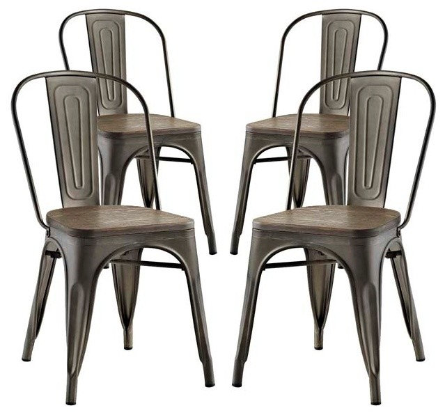 Modern Brown Promenade Dining Side Chair Set of 4, 20"Lx17.5"Wx34"H ...