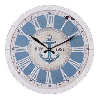 Coastal White Metal Wall Clock 90771, 24" x 24" x 2" - Beach Style ...